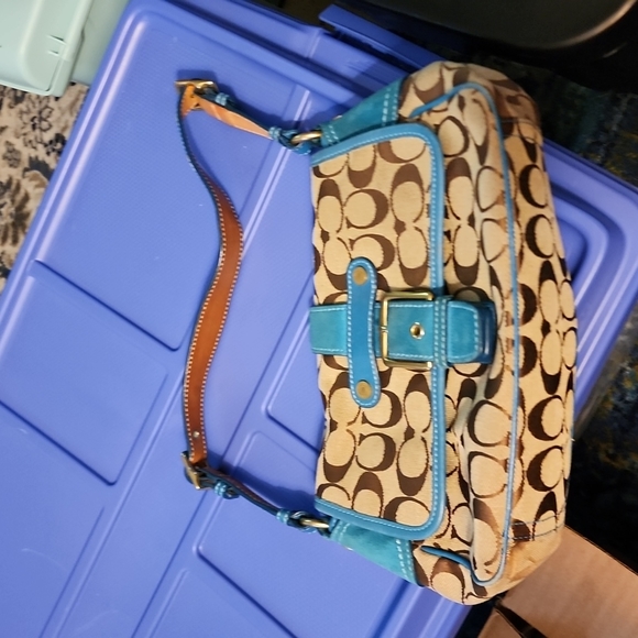 Coach | Bags | Coach Classic Teal Leather And Suedewith Two Tone Browns ...